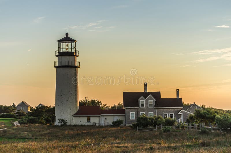 Lighthouse Highland Light, Also Known As Cape Cod Light at Dusk, Truro ...