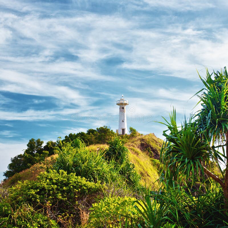 Lighthouse on a Hill stock image. Image of crest, island - 24450081