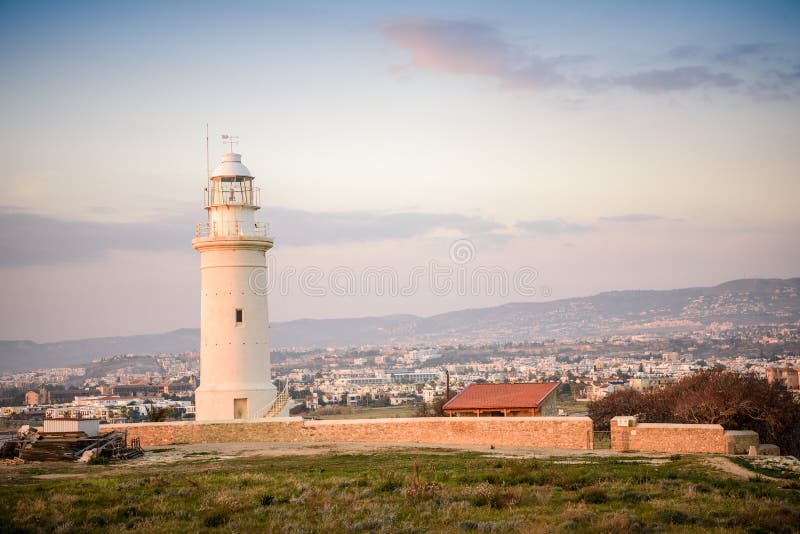 Lighthouse in Historic Paphos, Cyprus Stock Photo - Image of beacon ...
