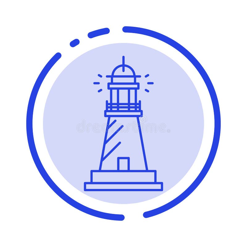 Lighthouse, House, Light, Beach, Ocean Blue Dotted Line Line Icon Stock ...