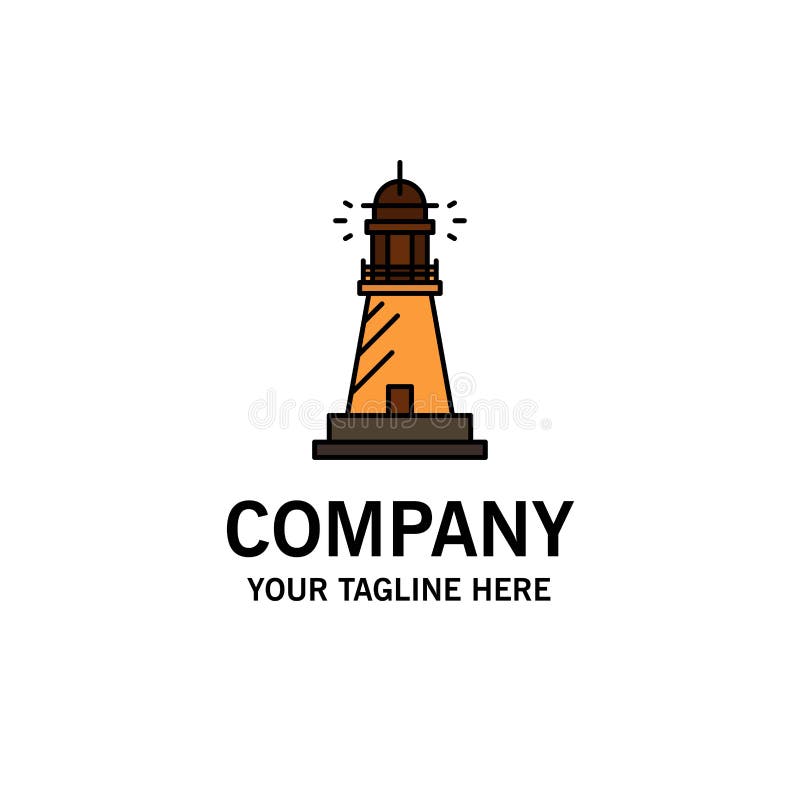 Lighthouse, House, Light, Beach, Ocean Business Logo Template. Flat ...