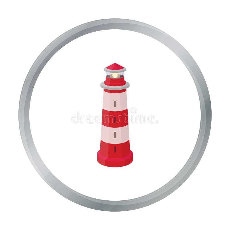 Lighthouse Icon in Cartoon Style Isolated on White Background. Light ...