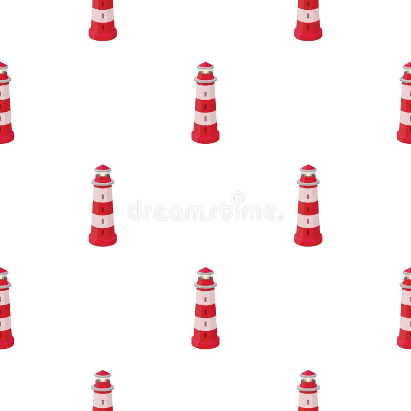Lighthouse Icon in Cartoon Style on White Background. Light Source ...
