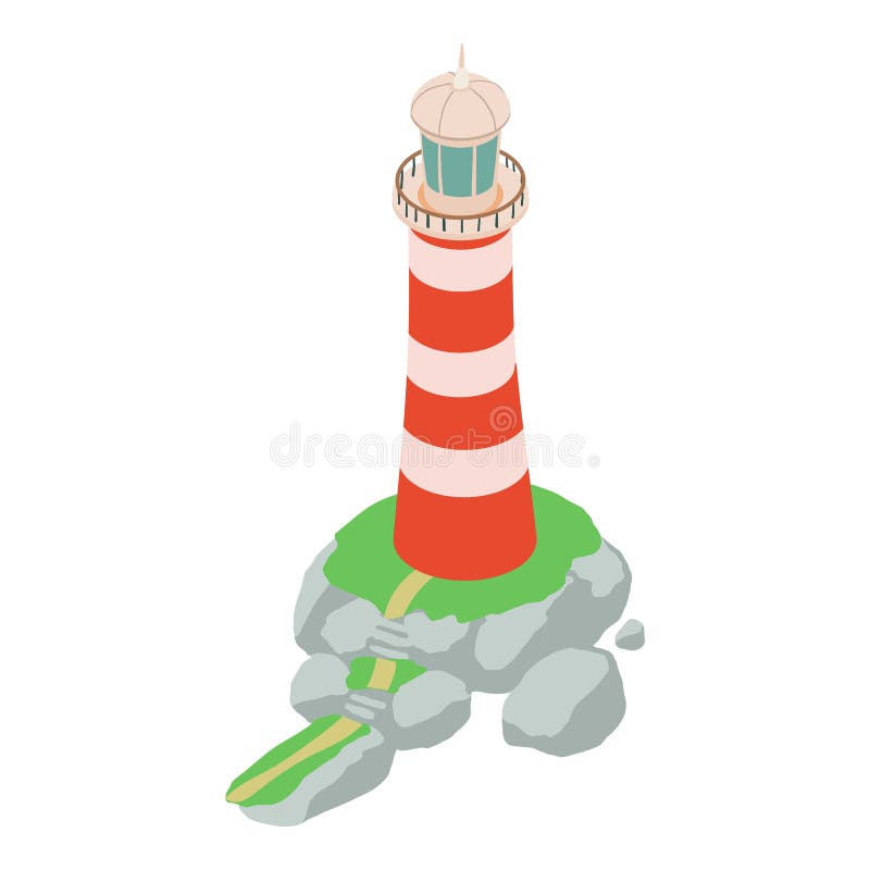 Lighthouse Icon, Isometric Style Stock Illustration - Illustration of ...