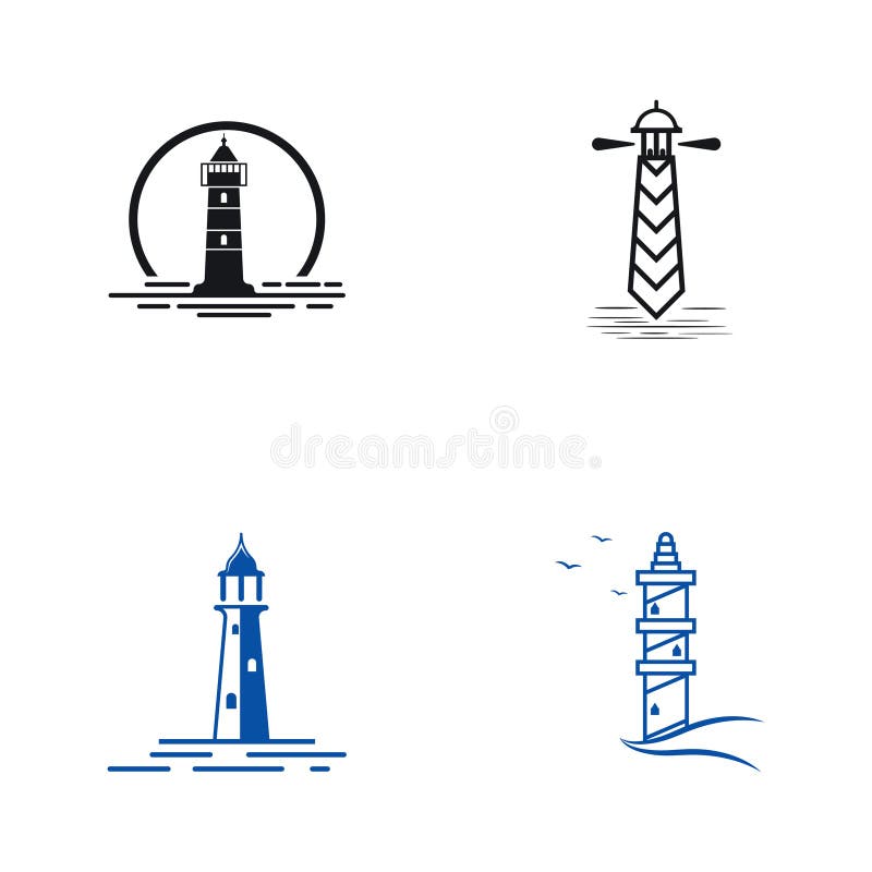 Lighthouse Icon Logo and Vector Illustration Beacon Tower Design Stock ...