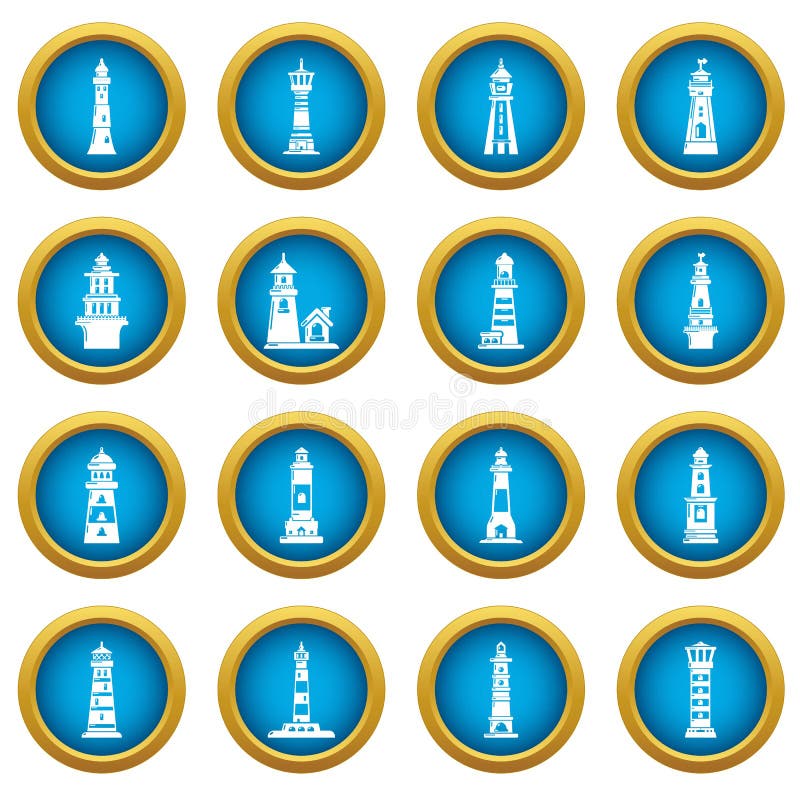 Lighthouse Icons Set, Simple Style Stock Vector - Illustration of alert ...
