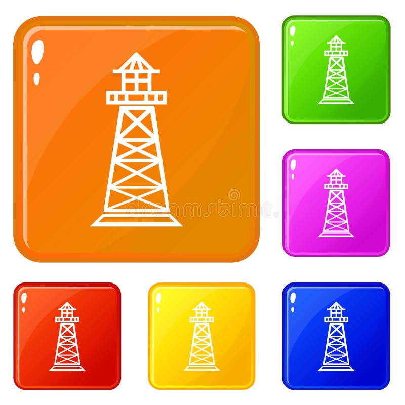 Lighthouse Icons Set Vector Color Stock Vector - Illustration of clear ...