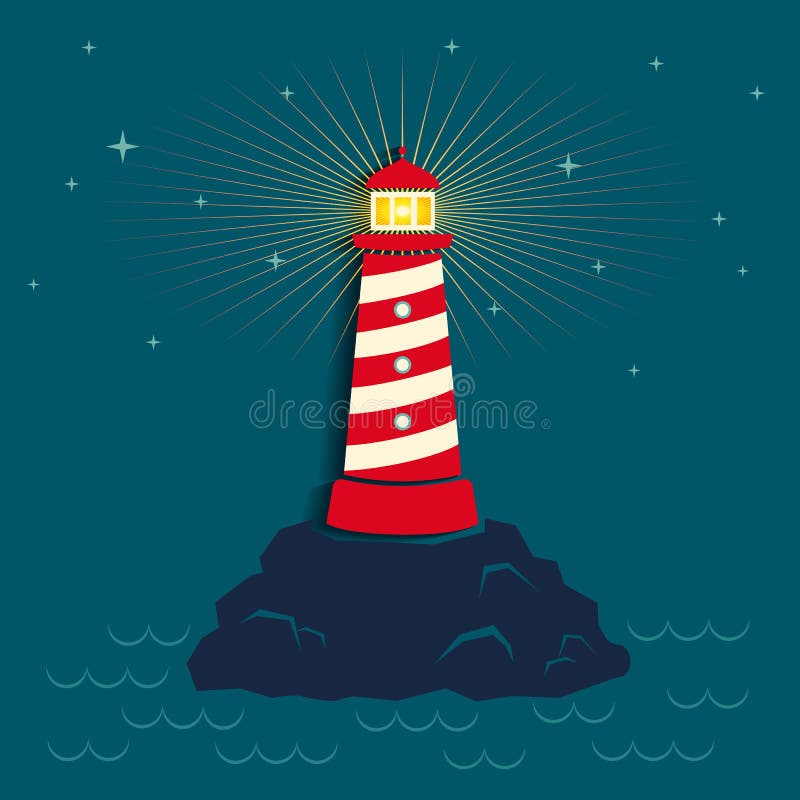 Lighthouse after dark stock illustration. Illustration of midnight - 297028