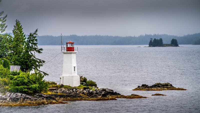 Lighthouse in the Inside Passage of British Columbia Stock Image ...