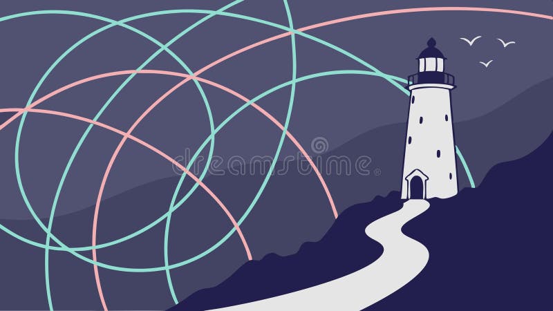 Lighthouse on Island, Coastal Navigation and Beacon Illustration Vector ...