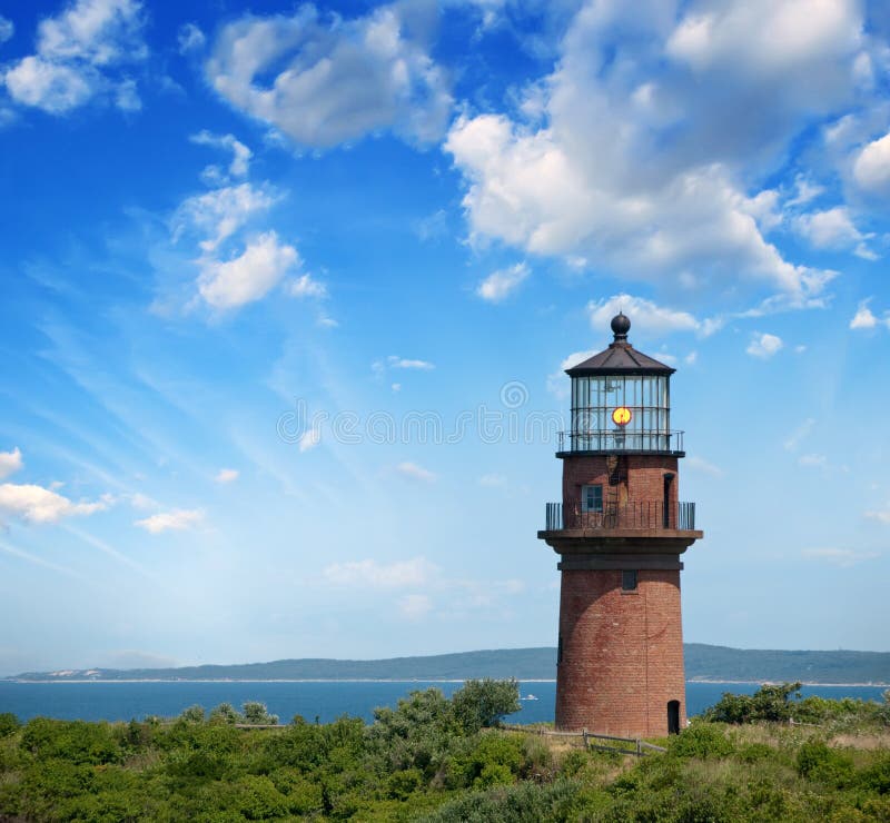 Lighthouse on a Island Hill Stock Photo - Image of cliff, bushes: 36548024