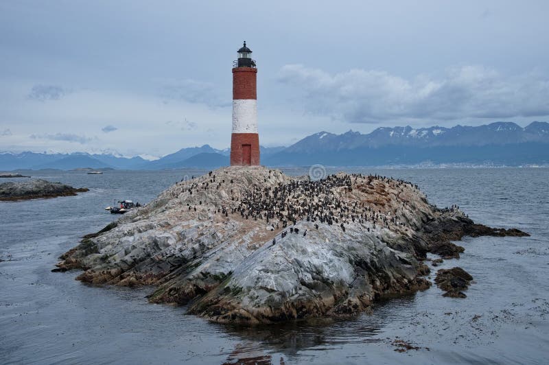 Lighthouse on an Islet in Beagle Channel Stock Image - Image of nature ...