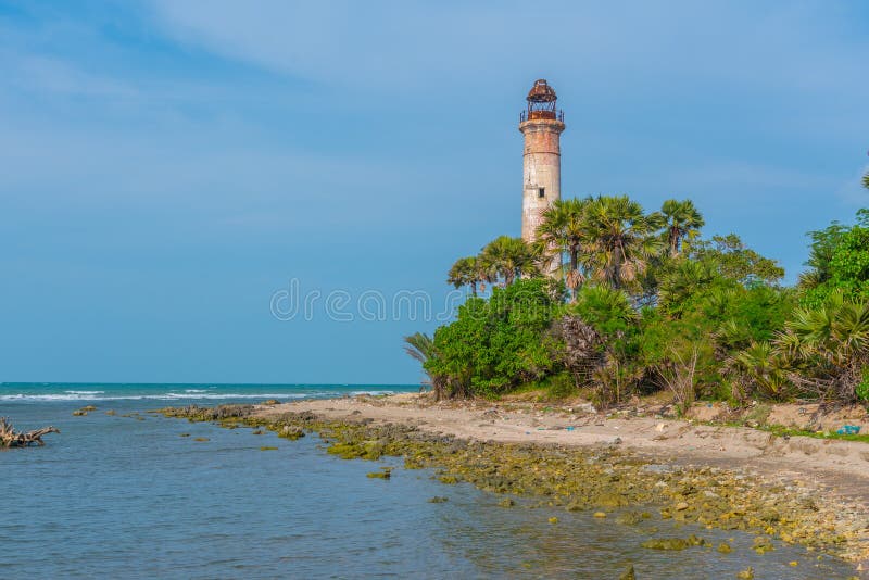 Lighthouse Karainagar at Sri Lanka Stock Photo - Image of palm ...