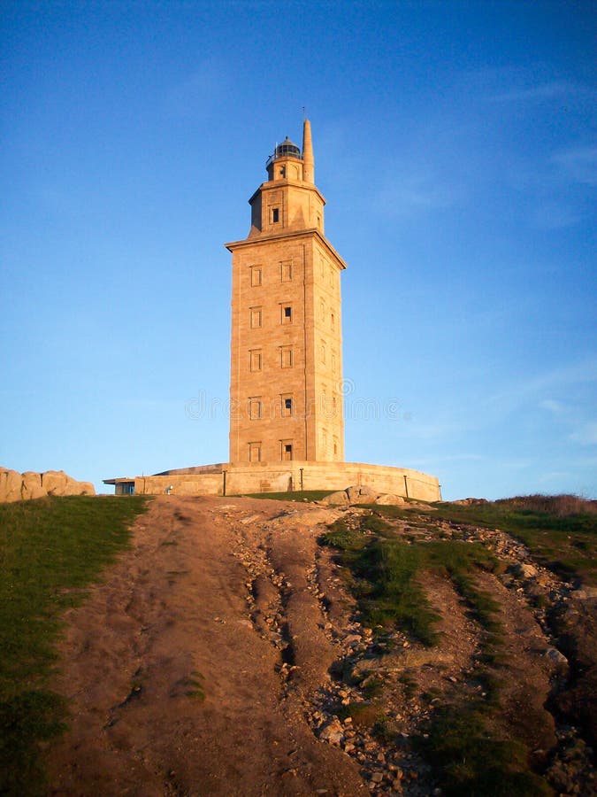 A Lighthouse in La Coruna, Spain Stock Image - Image of coast, europe ...