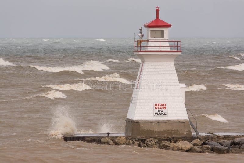 Lighthouse on Lake Huron stock photo. Image of landscape - 51471402