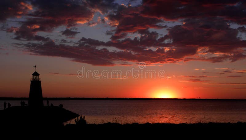 Lake Texoma sunset stock photo. Image of side, reflections - 68076968