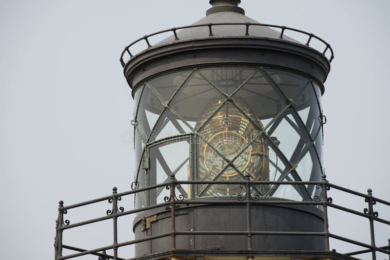 Lighthouse Lamp Room with Fresnel Lens Stock Photo - Image of carolina ...