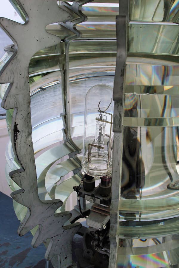 Lighthouse Lamp and Fresnel Lens Stock Image - Image of lens, beacon ...