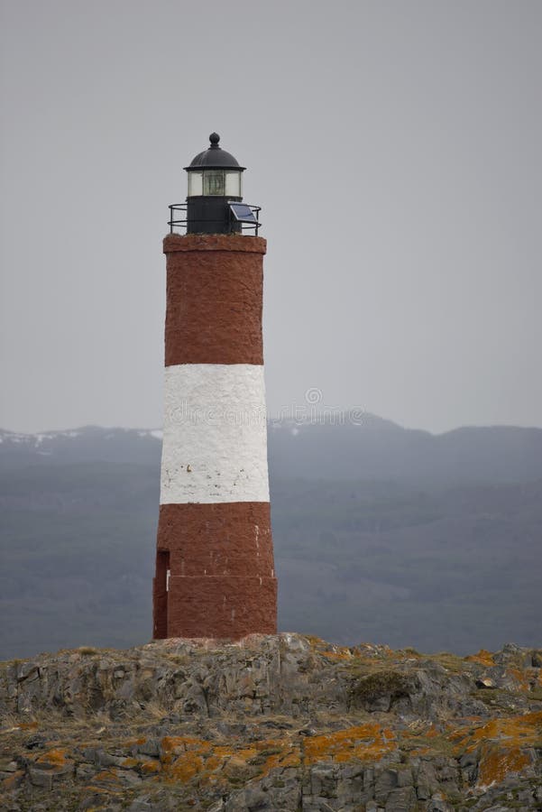 Lighthouse Les Eclaireurs on the Beagle Channel Stock Photo - Image of ...