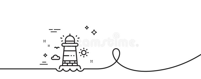 Lighthouse Line Icon. Beacon Tower Sign. Searchlight. Continuous Line ...