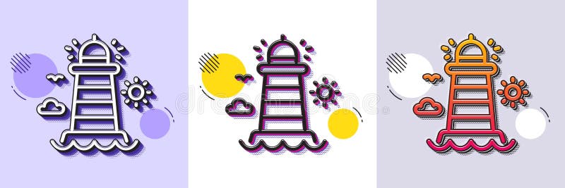 Lighthouse Line Icon. Beacon Tower Sign. Searchlight. Halftone Dotted ...
