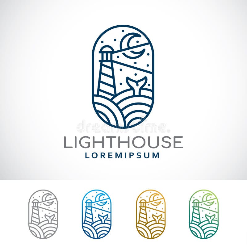 Lighthouse Line Logo Design Template Stock Vector - Illustration of ...