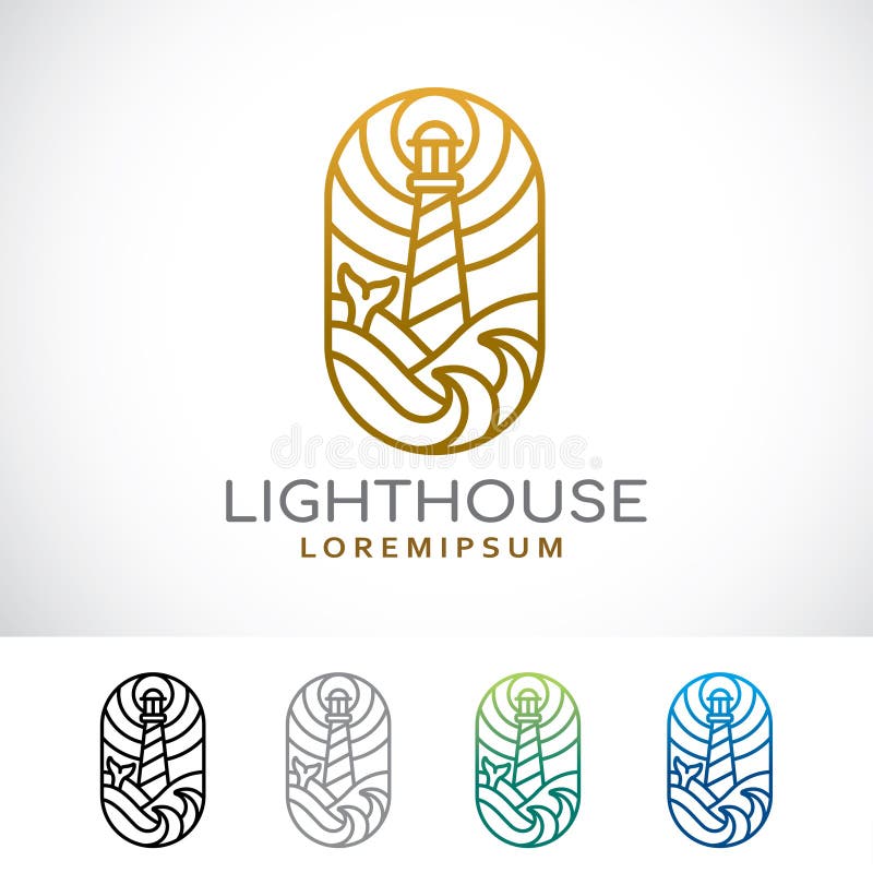 Lighthouse Line Logo Design Template Stock Vector - Illustration of ...