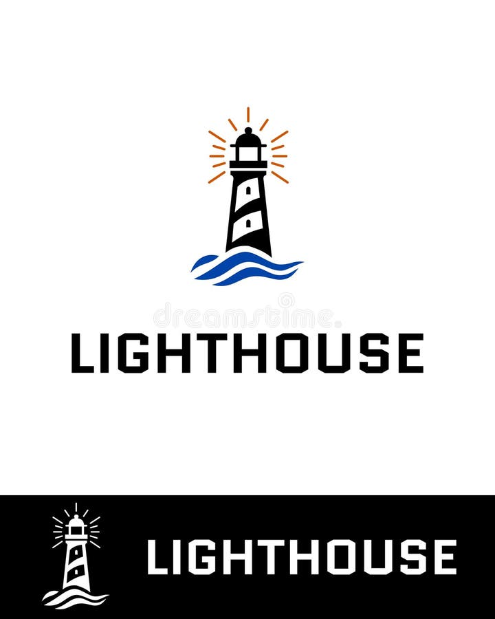 Lighthouse Logo Design Featuring a Stylized Tower with Radiating Light ...