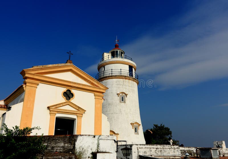 Guia Fortress Lighthouse in Macau Stock Image - Image of light, blue ...
