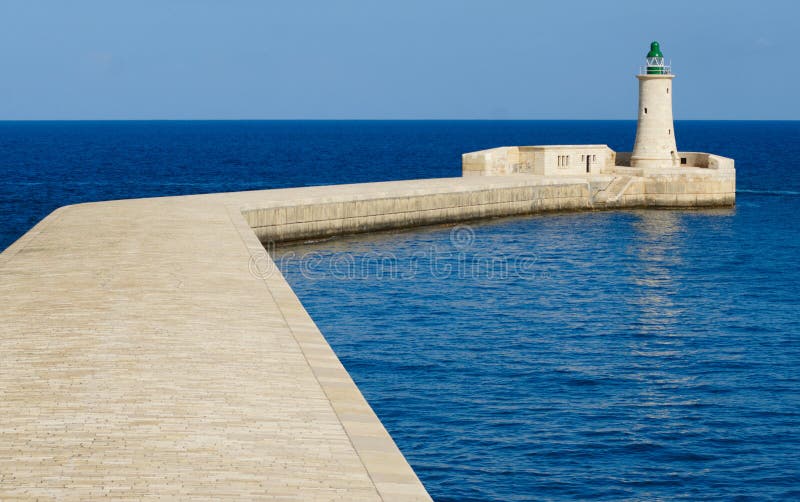 Lighthouse on Malta, Mediterranean Sea Stock Image - Image of seascape ...
