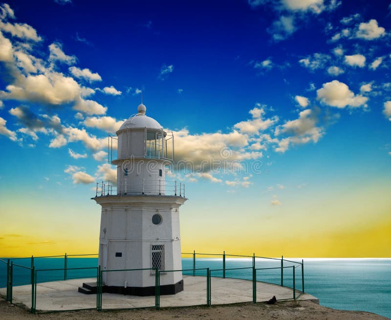 Lighthouse in a Marine Cape Stock Image - Image of safety, season: 9817191