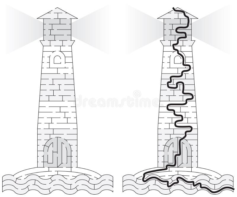 Lighthouse maze stock vector. Illustration of black - 163644452