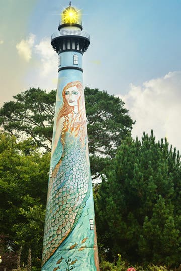 Lighthouse with Mermaid stock image. Image of painted - 89859737