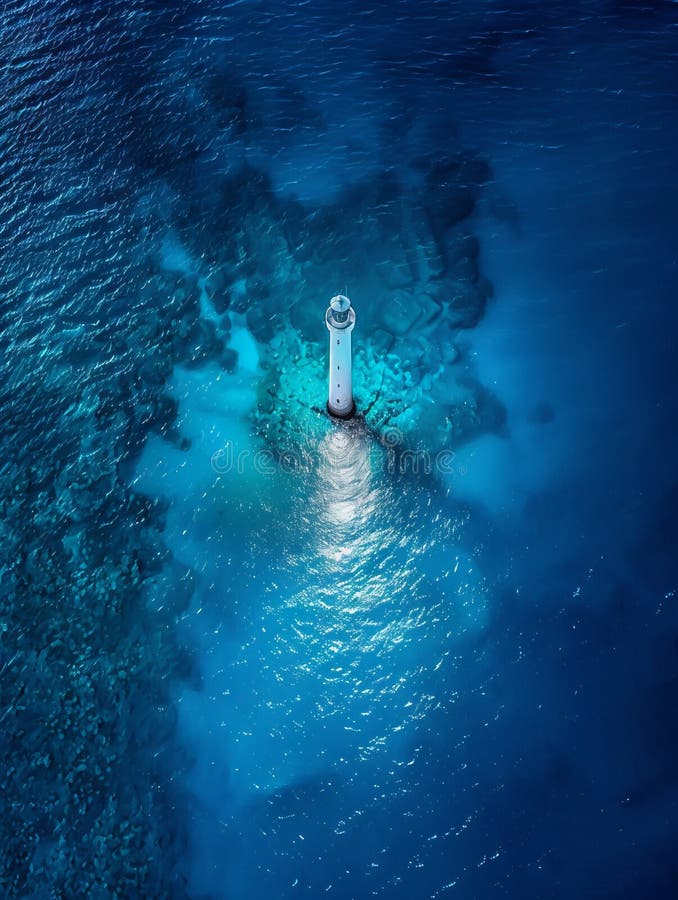 A Lighthouse in the Middle of the Ocean Stock Image - Image of ...
