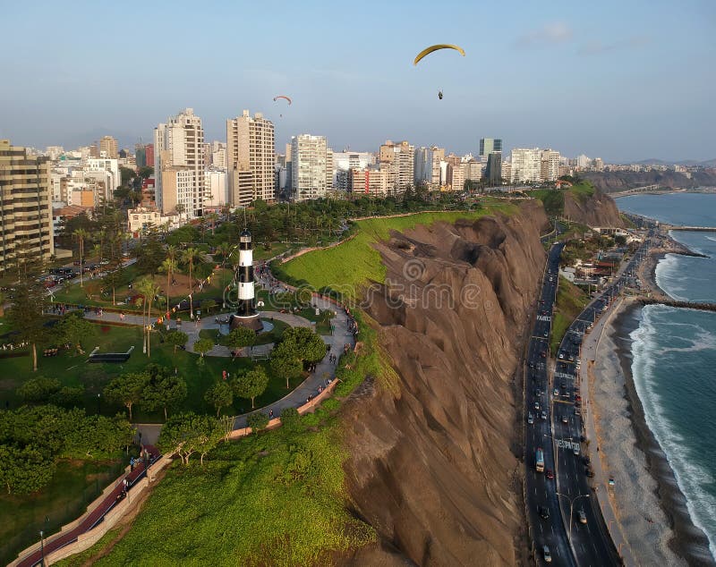 Lighthouse - Miraflores, Lima, Peru Stock Photo - Image of palm ...