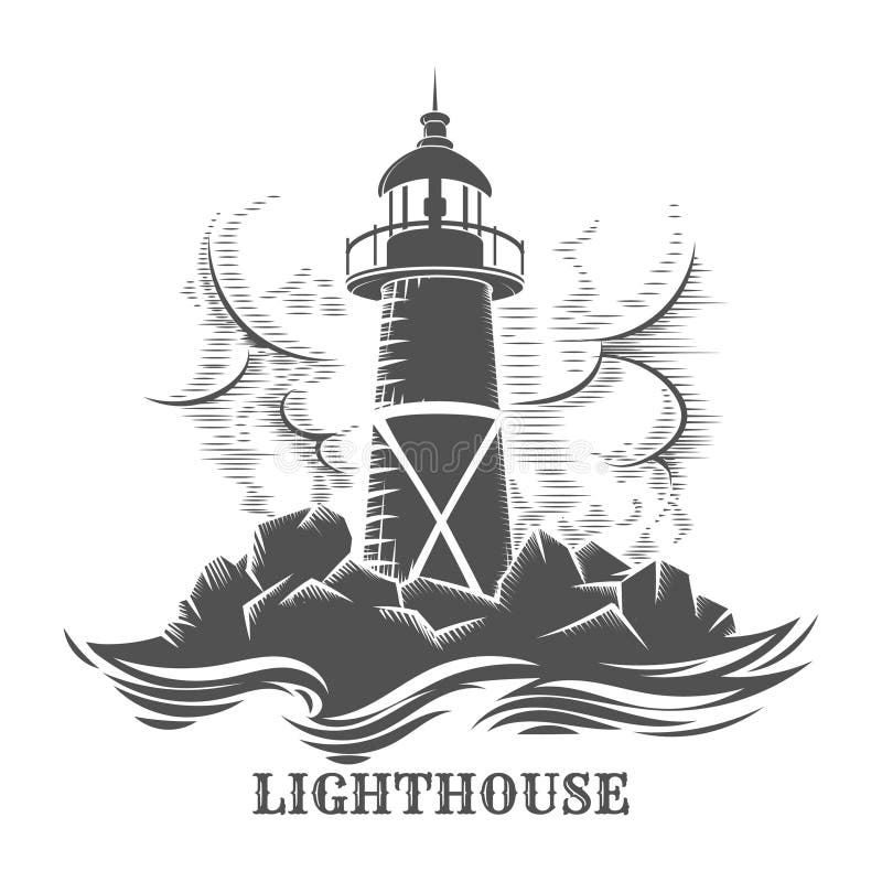 Lighthouse emblem Set stock illustration. Illustration of coast - 100393085