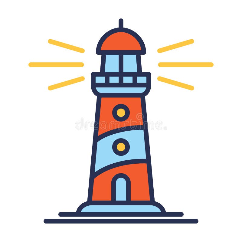 Lighthouse or Nautical Color Icon Stock Vector - Illustration of ...