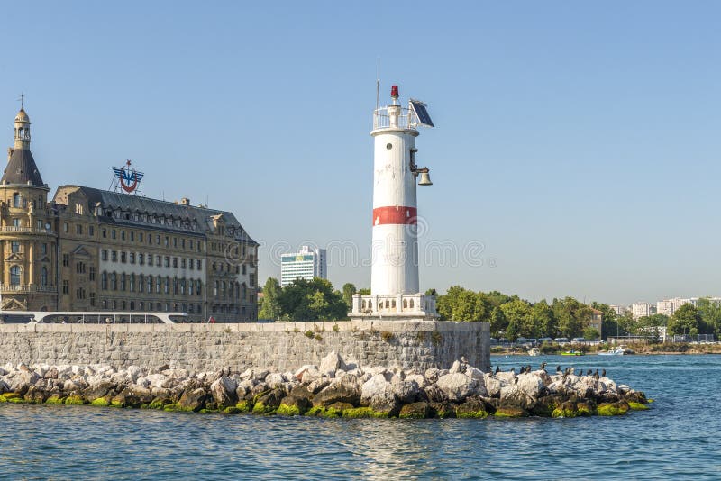 Lighthouse at Navy Pier in Istanbul at the Entrance of the Bosphorus ...