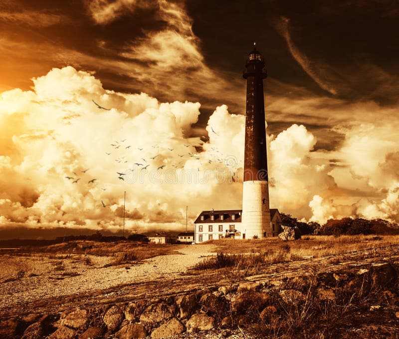 Red lighthouse stock image. Image of lens, navigation - 27446581