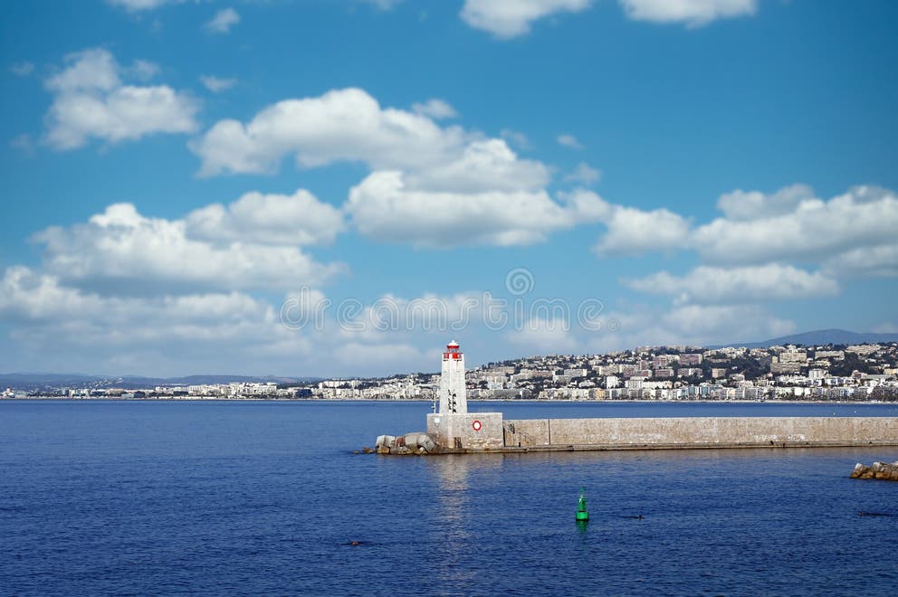 Lighthouse in Nice France Landscape Stock Image - Image of harbor ...