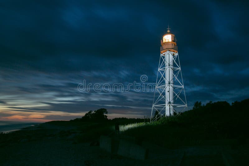 Lighthouse at night stock photo. Image of light, nature - 116027118