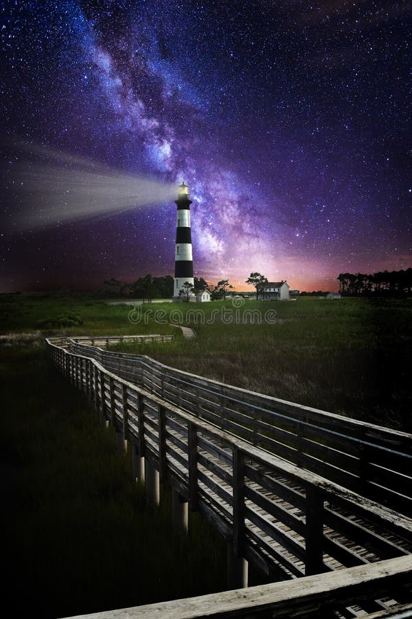 Lighthouse at Night in the Outer Banks, North Carolina Stock Image ...