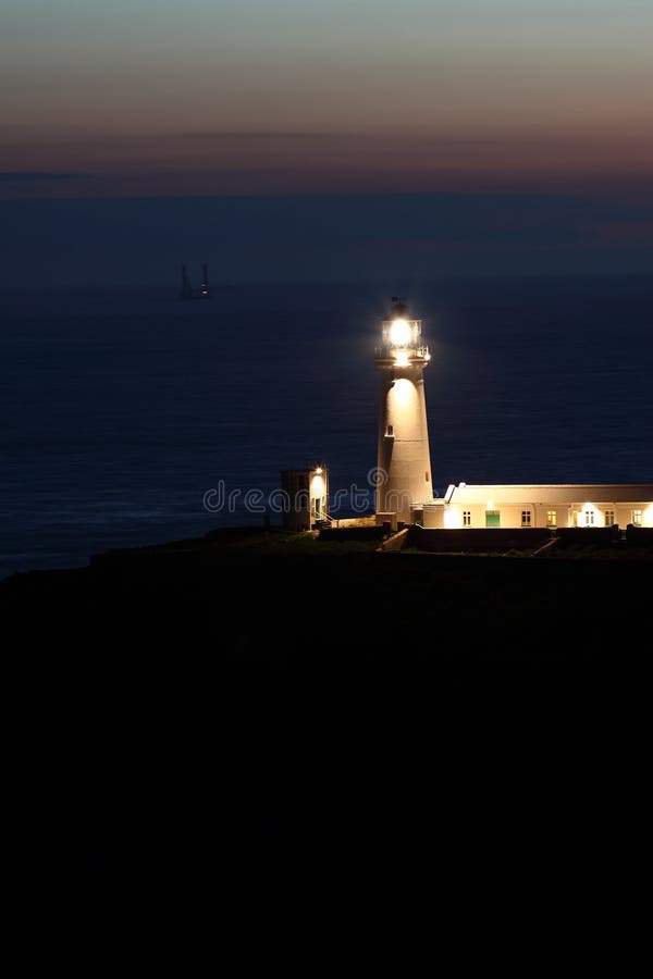Lighthouse at night a stock image. Image of stack, lighthouse - 41838219