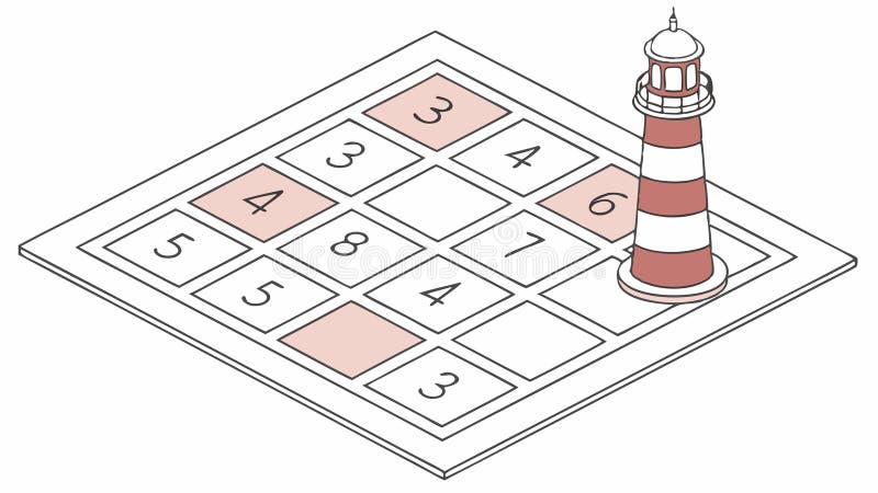 Lighthouse on Numbered Game Board, Strategy Guidance Theme, Vector ...