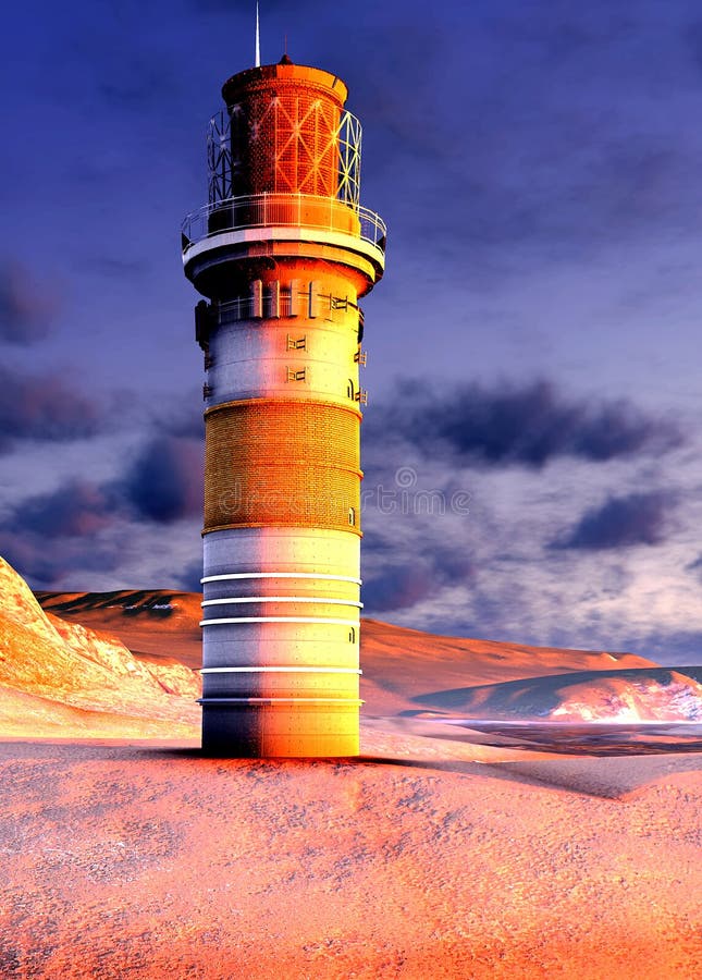 Lighthouse by the Ocean at Sunset Stock Image - Image of ocean ...