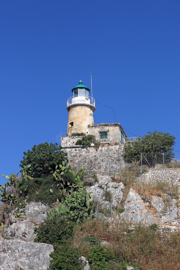 Lighthouse Old Fortress Corfu Stock Image - Image of greek, destination ...