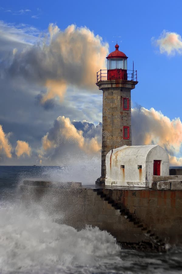 Lighthouse stock image. Image of nautical, dramatic, cloud - 30576613