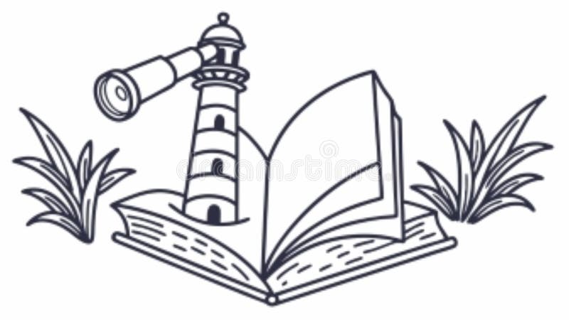 Lighthouse and Open Book, Knowledge and Guidance Vector, Vector Design ...