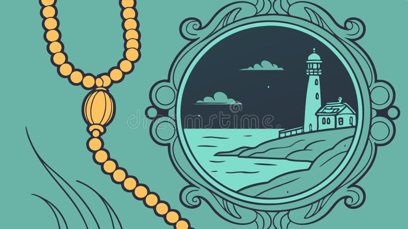 Lighthouse in Ornate Mirror Frame, Coastal Reflections, Vector Design ...