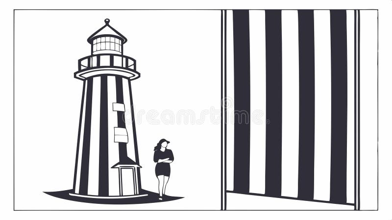 Lighthouse Outline Illustration, Nautical Navigation, Coastal Guide ...
